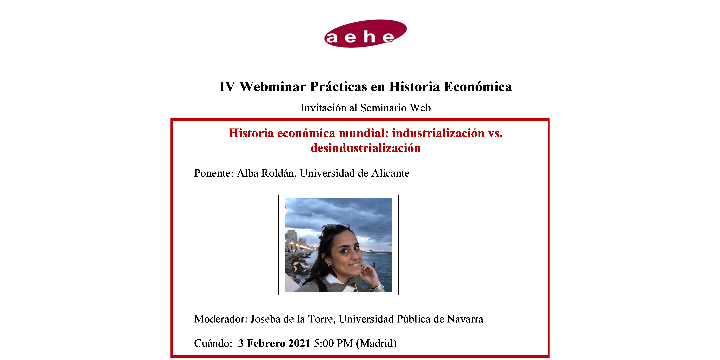AEHE | IV Webminar Prácticas en Historia Económica